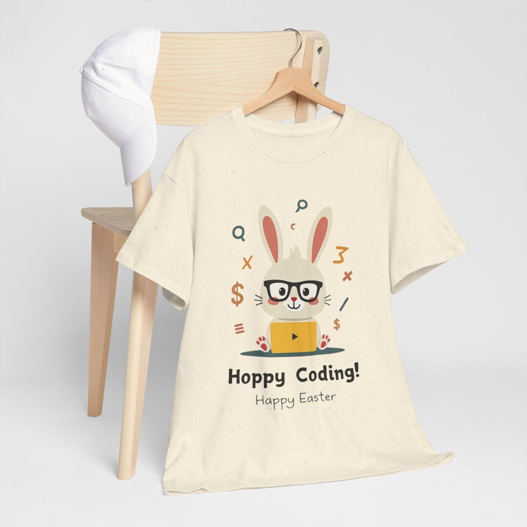 Hoppy Coding Easter Tee, Fun Unisex Shirt Perfect for Easter, Gift for Programmers, Cute Bunny ...