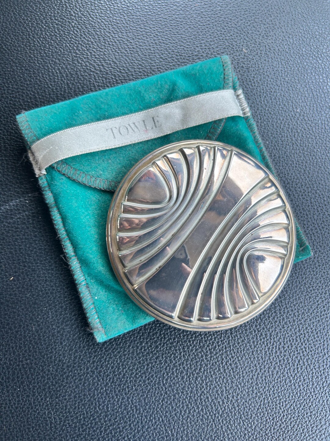 Vintage Towle Sterling Silver Compact Mirror | Art Deco Swirl Design ...