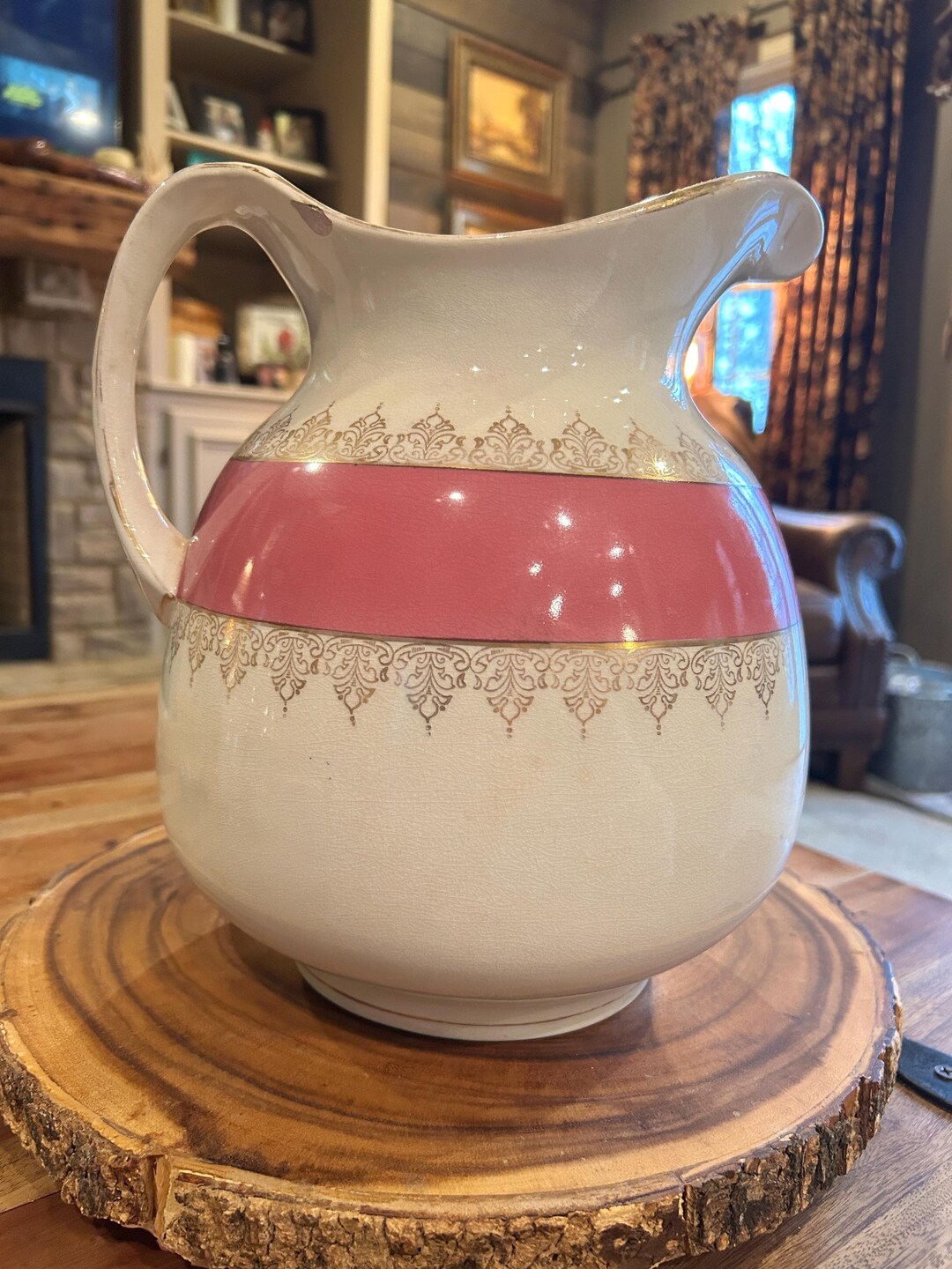 Early 1900’s Wheeling Pottery Company Antique Ironstone Pitcher With ...