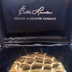 Estee’ Lauder Vintage “golden Alligator Compact” in Original Case ...