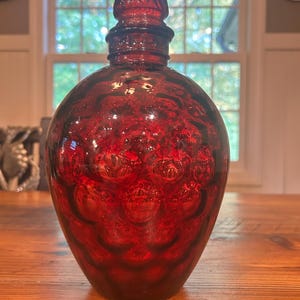 Vintage Wheaton Ruby Red Glass Decanter Featuring a Honeycomb or ...