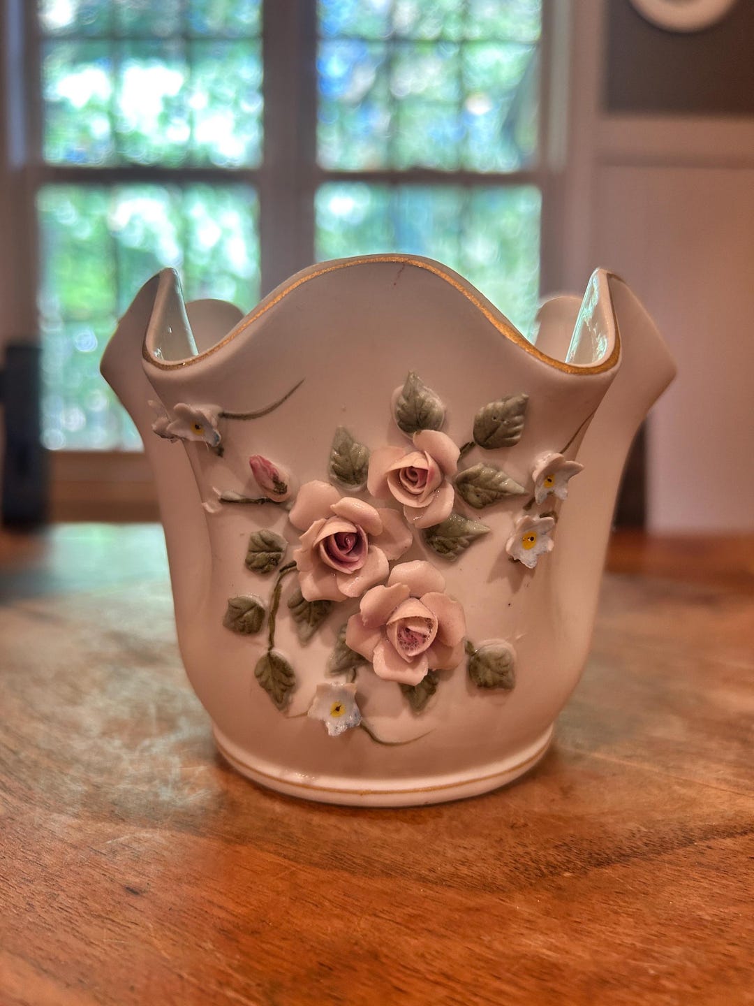 Vintage Lefton China Rose Bowl: Hand-painted Floral Porcelain Vase - Etsy