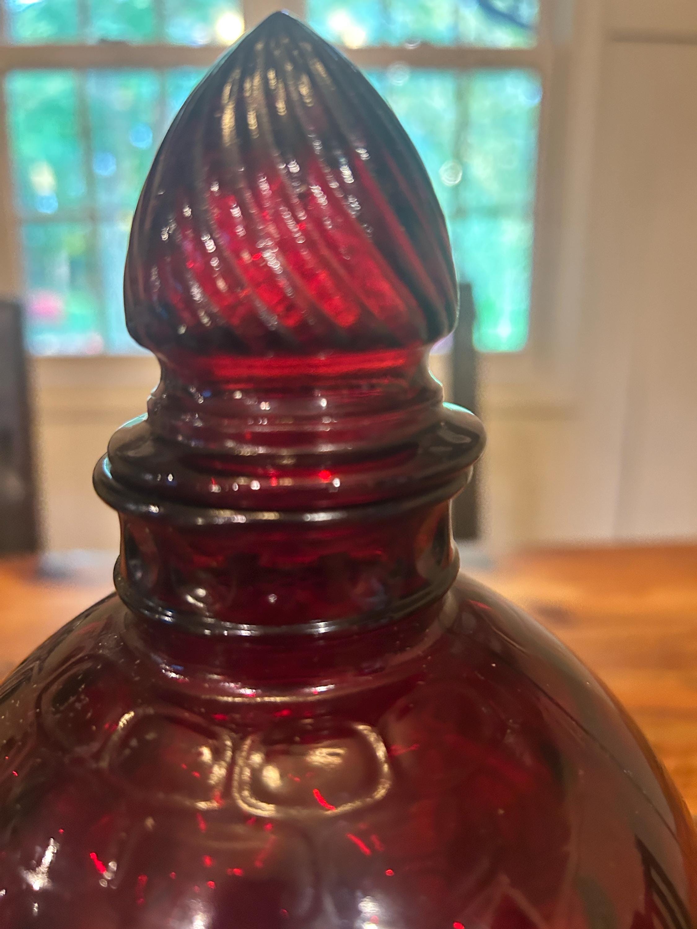 Vintage Wheaton Ruby Red Glass Decanter Featuring a Honeycomb or ...