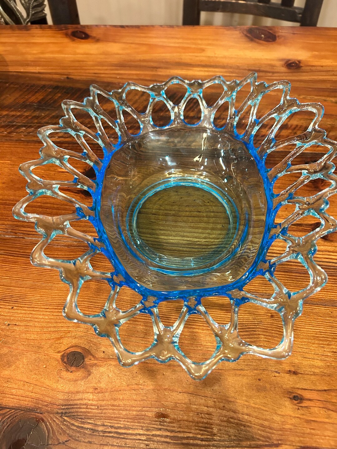 Vintage Westmoreland Blue Glass Reticulated Bowl - Open Lace Edge - Etsy