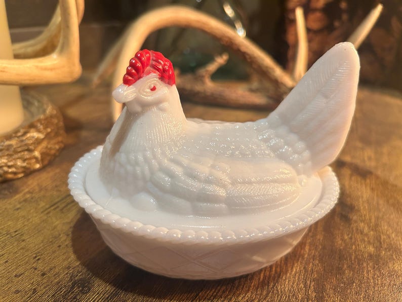 Cluck Yeah! Vintage White Milk Glass Hen on Nest Dish – 5.5” - Etsy