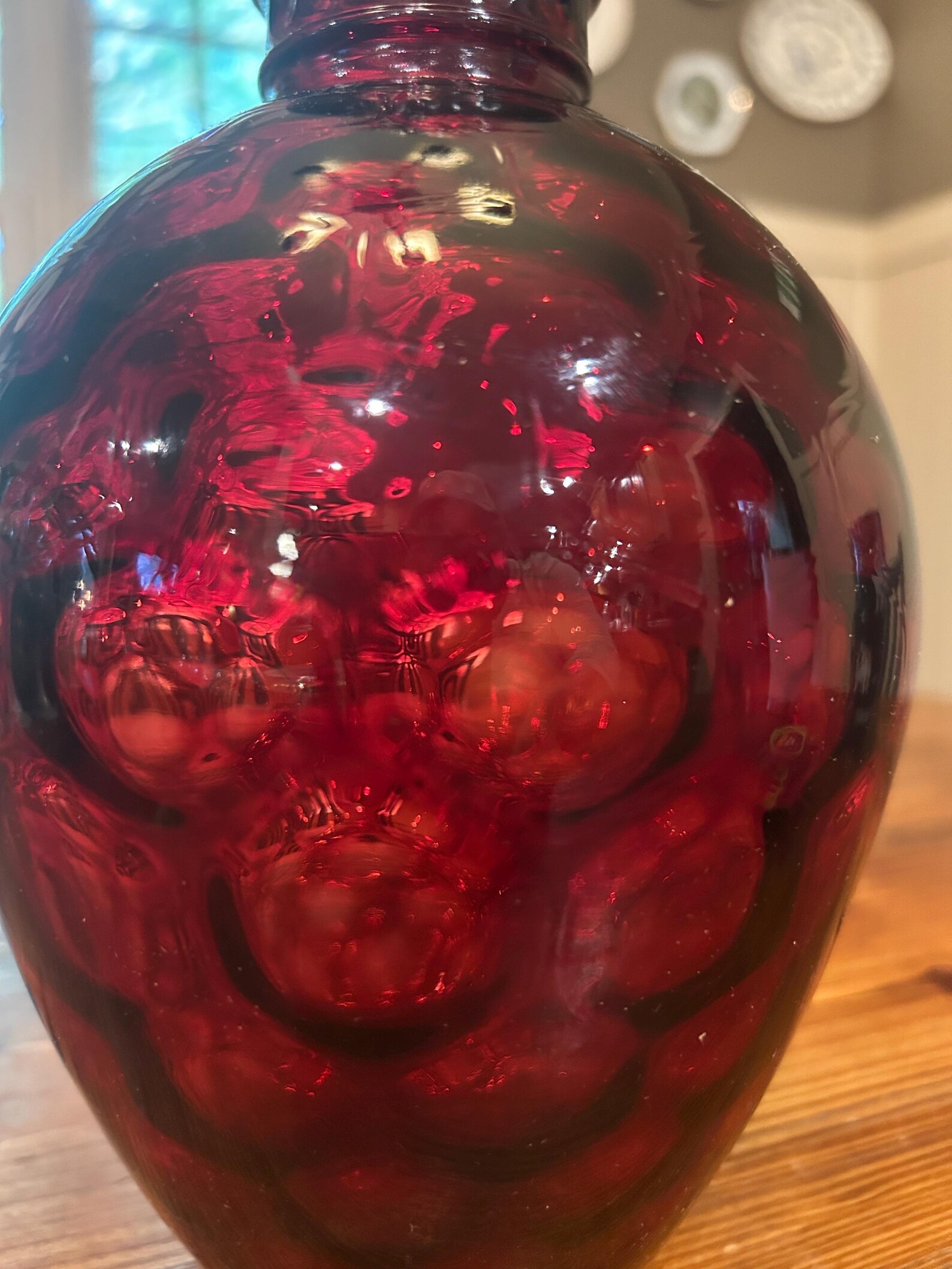 Vintage Wheaton Ruby Red Glass Decanter Featuring a Honeycomb or ...