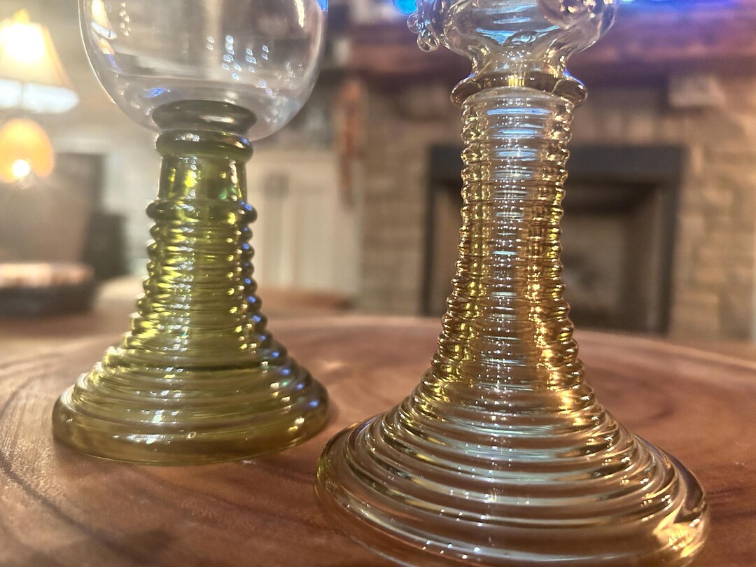 Vintage Roemer German Stemware Swirl Legs Green and Amber-2pc - Etsy