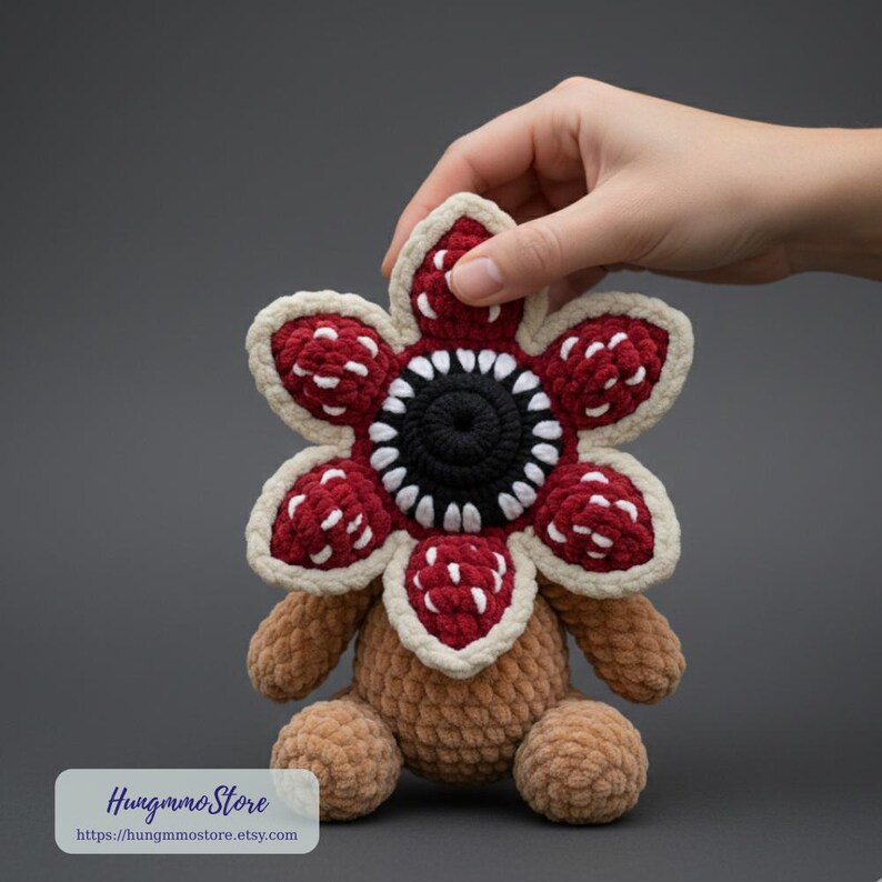Demogorgon Crochet Plush Flower, Handmade Fantasy Doll, Cottagecore ...