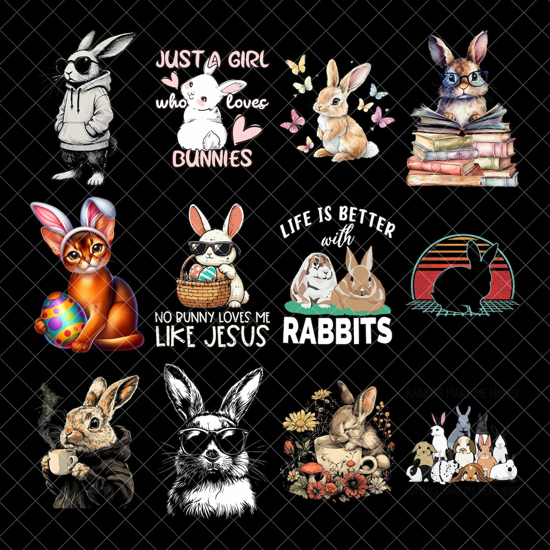 Rabbit Png Bundle, Bunny Png, Rabbit Dxf, Rabbit Png, Rabbit Eps ...