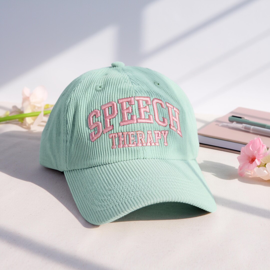Speech Therapy 3D Puff Embroidered Corduroy Baseball Cap, Special ...
