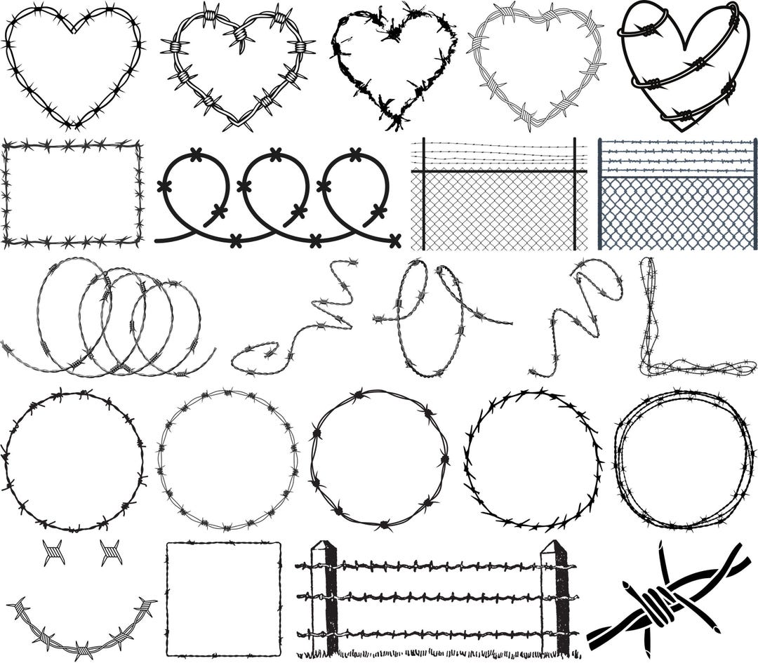 Barbed Wire SVG Bundle, Barbed Wire Clipart, Barbed Wire Frame SVG ...