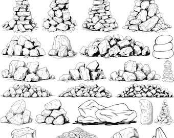Pile of Stones SVG Bundle, Ile of Stones Eps, Pile of Stones Png, Pile ...