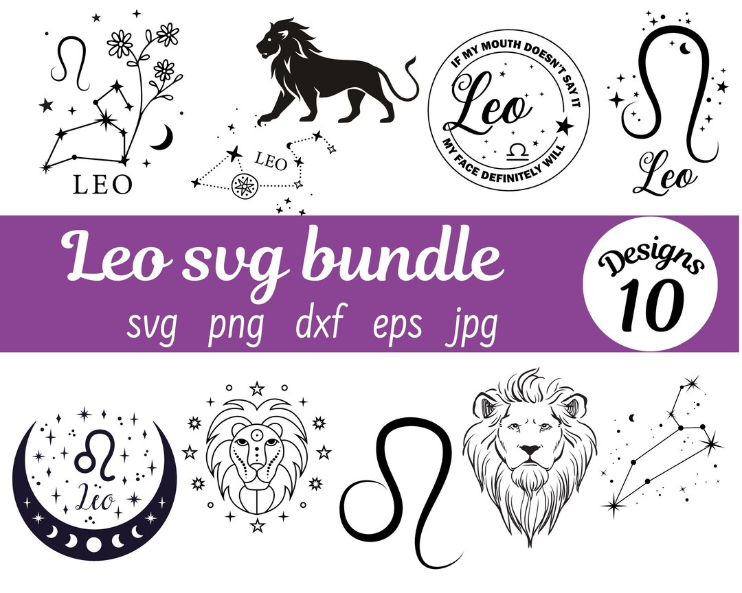 Leo SVG Bundle Lion Clipart Zodiac Sign Cricut Cut Files Astrology Leo ...