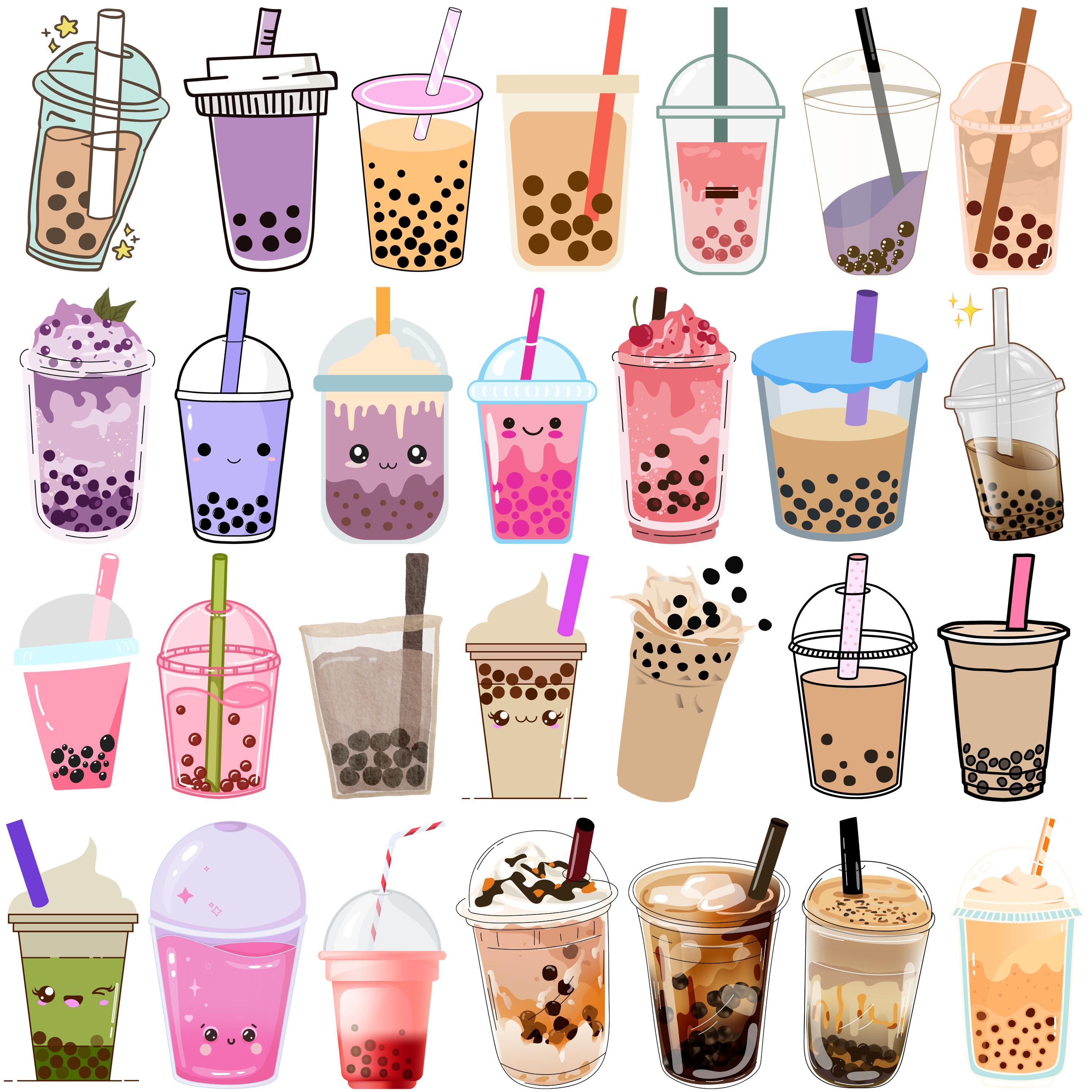 Bubble Tea SVG Bundle, Kawaii Boba Tea Clipart, Cute Bubble Tea PNG ...