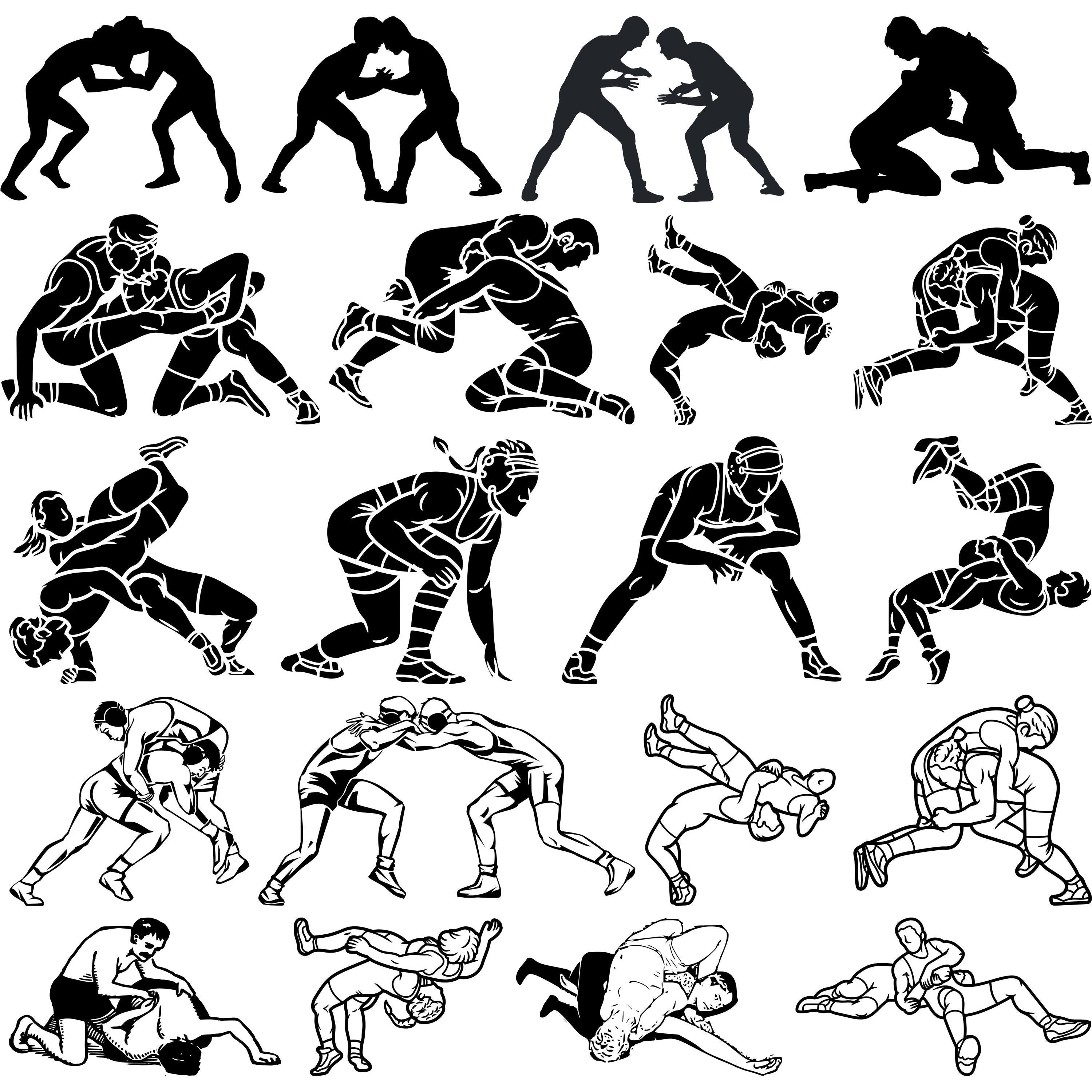 Wrestling SVG Bundle, Wrestling Clipart, Wrestling Silhouette ...
