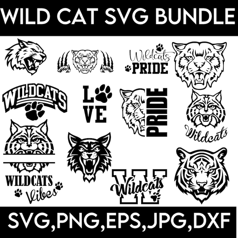 Wildcat Svg Bundle, Wildcat School Spirit SVG, Wildcat Mascot Svg ...