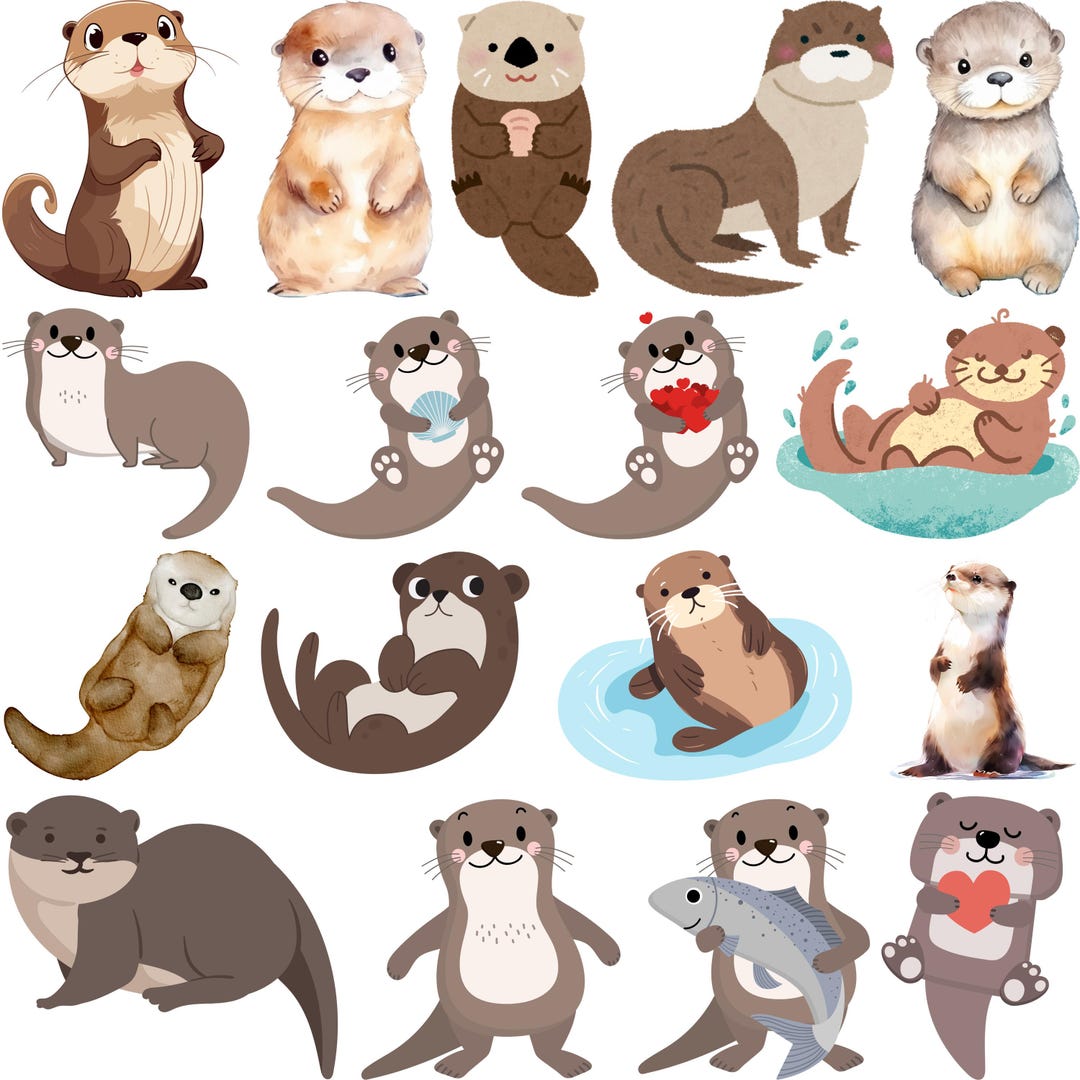 Otter SVG Bundle, Cute Otter Clipart, Otter Silhouette, Otter PNG ...