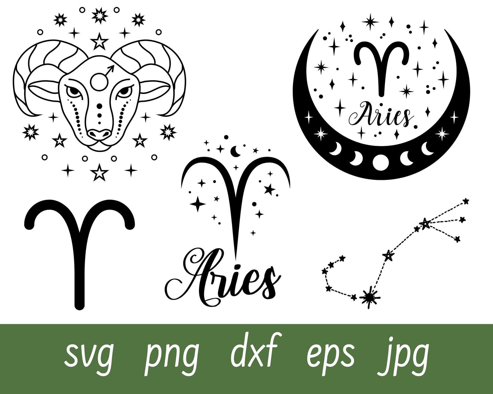 Aries Zodiac Sign Svg Bundle, Astrology Signs Svg, Aries Star Sign ...