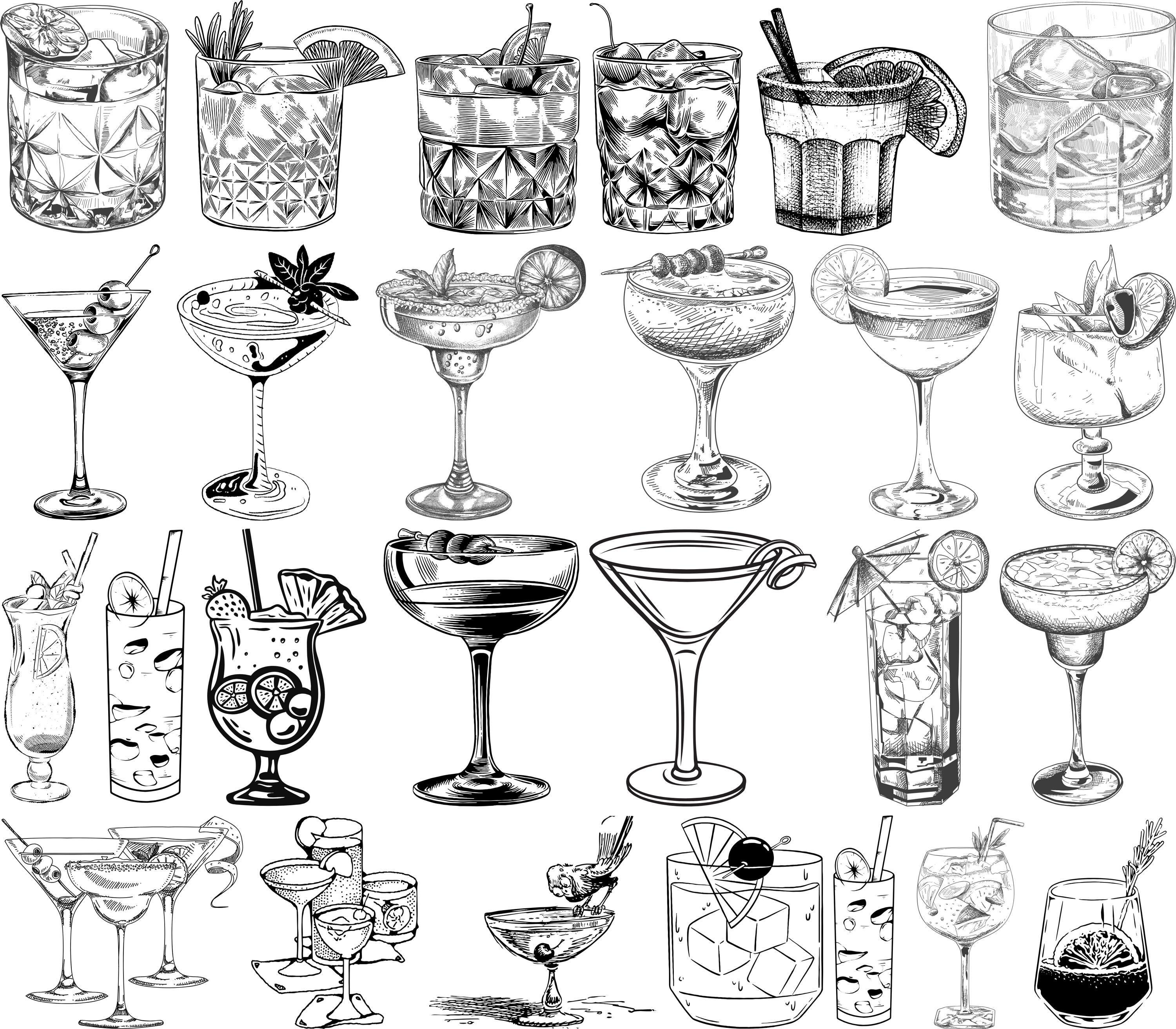 Cocktail SVG Bundle, Drink Svg, Bar Clipart, Shot Glass Svg, Cocktail ...
