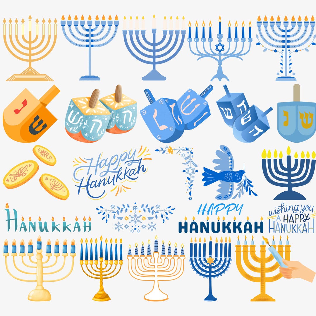Hanukkah SVG Bundle, Menorah Svg, Dreidel Clipart, Jewish Holiday Svg ...