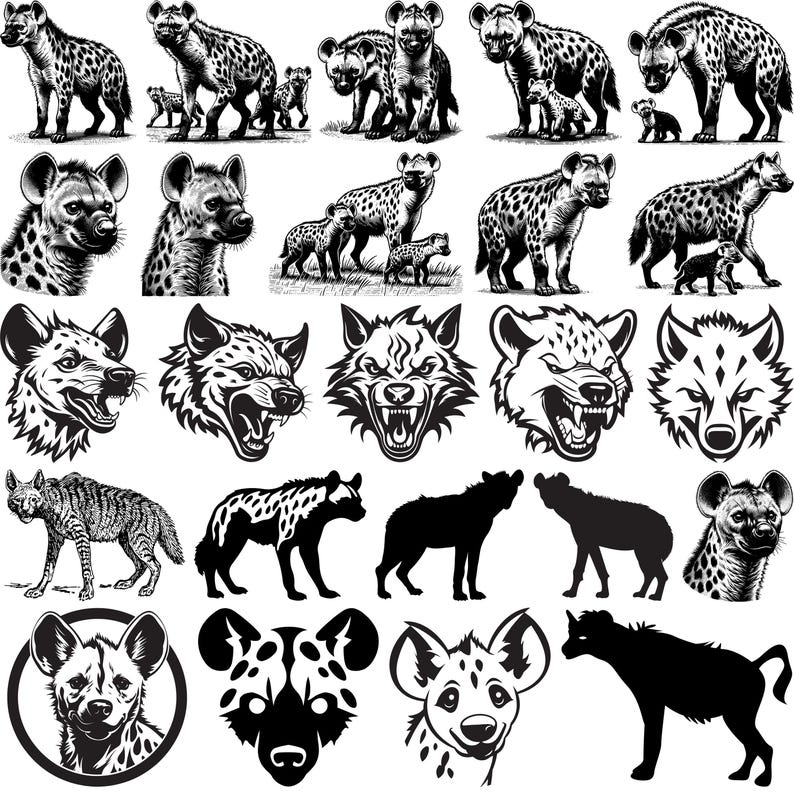 Hyena SVG Bundle, Hyena Clipart, Wild Animal Svg, Hyena Head Vector ...