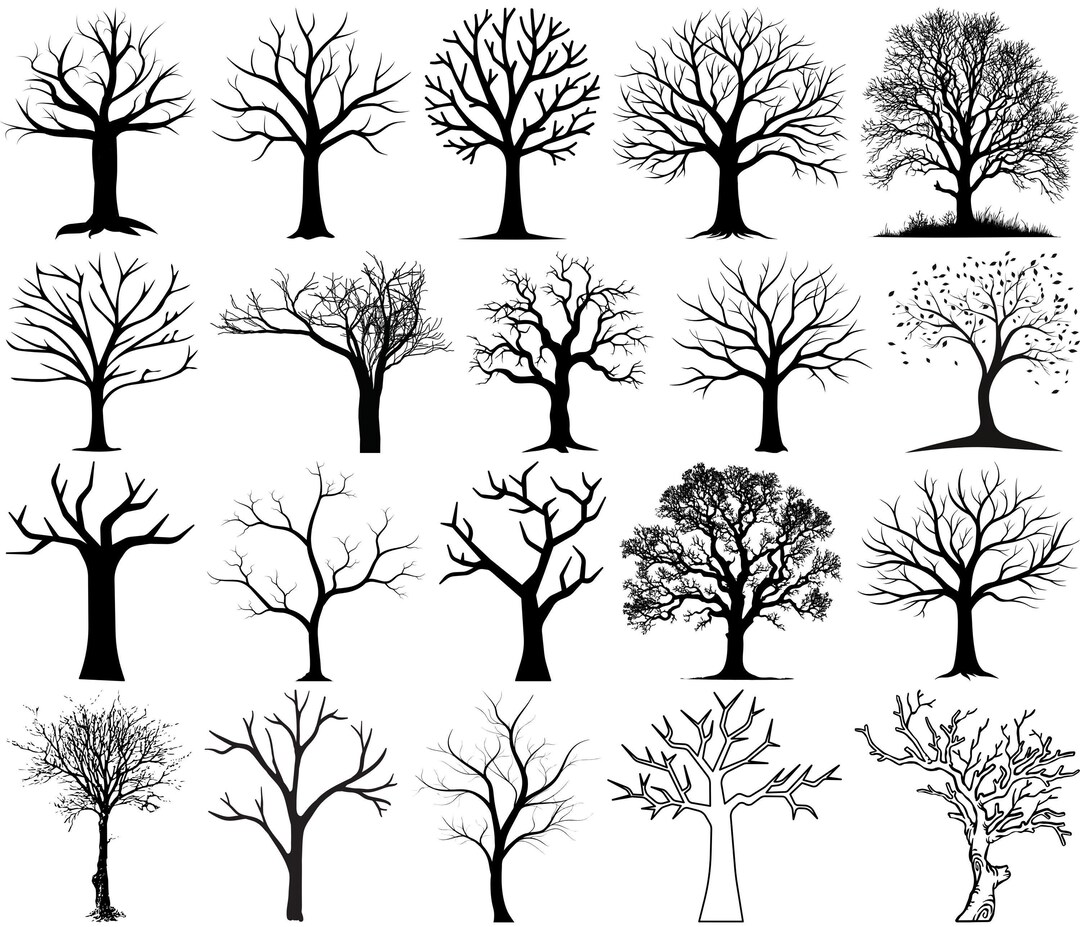 Bare Tree SVG Bundle, Leafless Tree Clipart, Rustic Tree Cut File ...