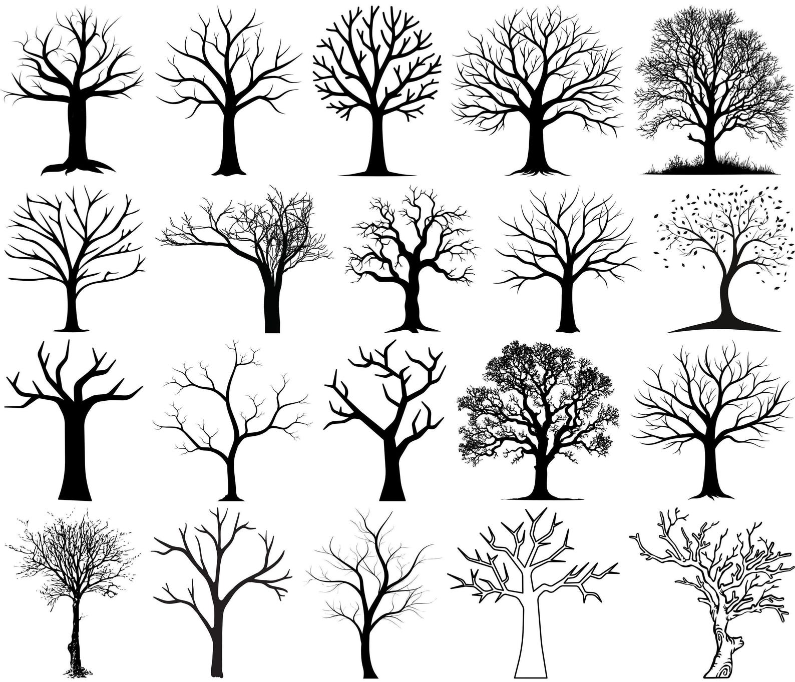 Bare Tree Svg Bundle, Leafless Tree Svg, Rustic Tree Svg, Tree Vector ...