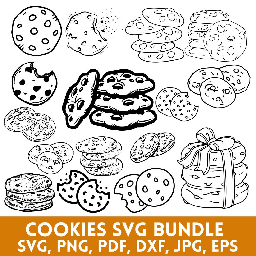 Cookies Svg Bundle, Baking Clipart, Chocolate Chip Cookies SVG ...