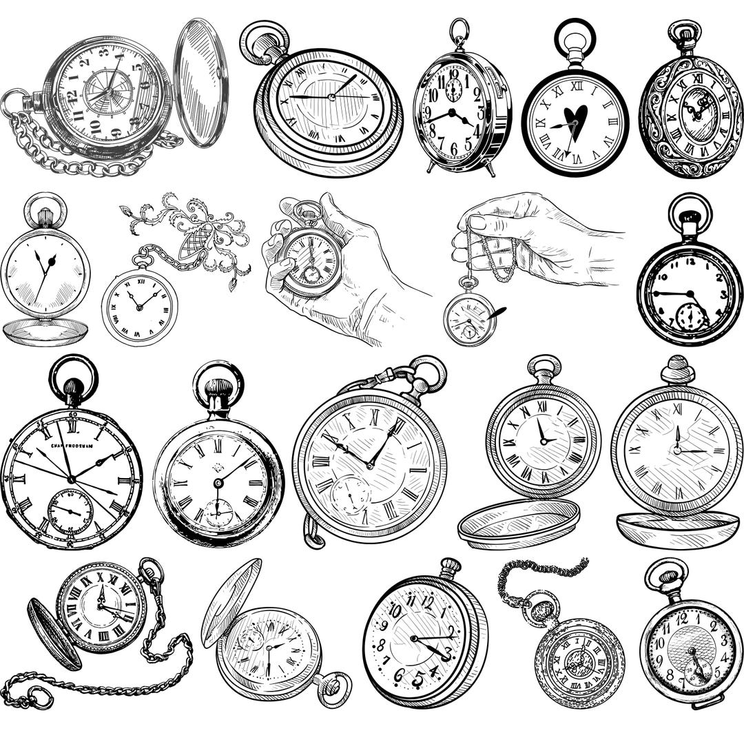 Pocket Watch Svg Bundle Vintage Watch Decal Antique Clock Cut Files ...