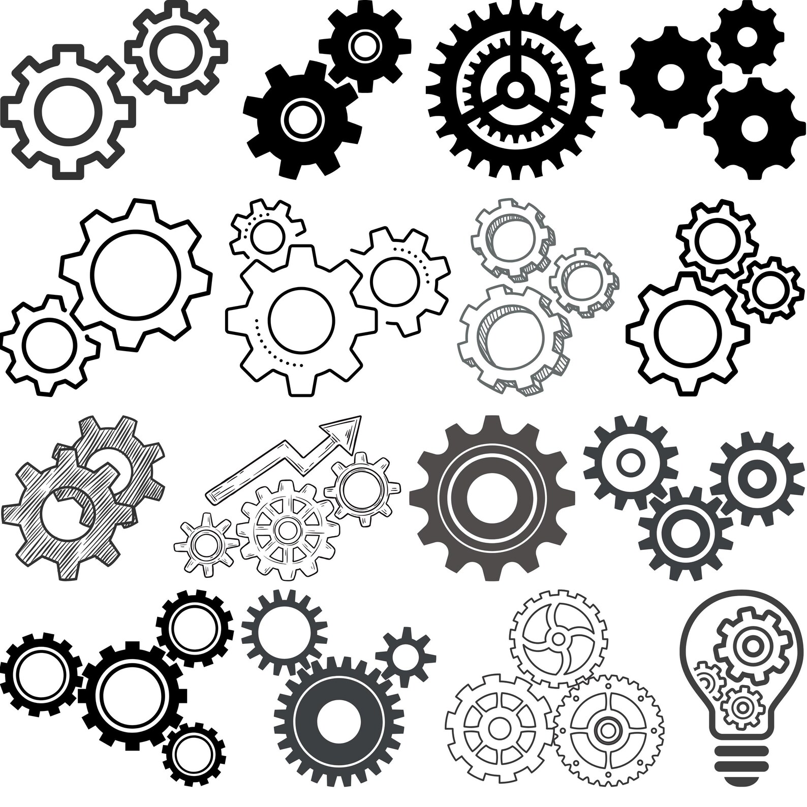 Gears SVG Bundle PNG Clipart, Metal Gear Cut Files for Cricut , Gears ...