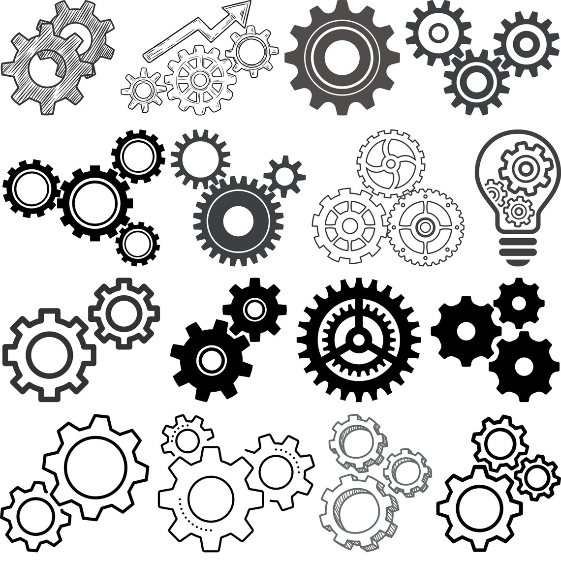 Gears SVG Bundle PNG Clipart, Metal Gear Cut Files for Cricut , Gears ...