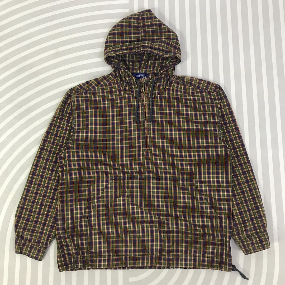 Vintage J Crew Flannel Tartan Design Anorak Hoodie Jacket - Etsy