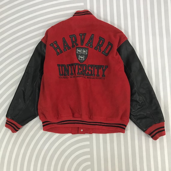 Vintage Harvard University varsity Jacket sleeve leat… - Gem