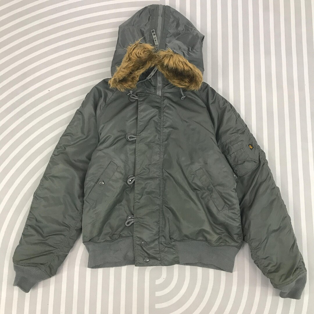 Vintage Y2k Alpha Industries Heavy Coat Bomber Fur Hoodie Jacket - Etsy