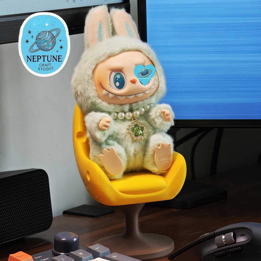 Cheese Swivel Chair for Labubu | 3D Printed Display Seat | Handmade ...