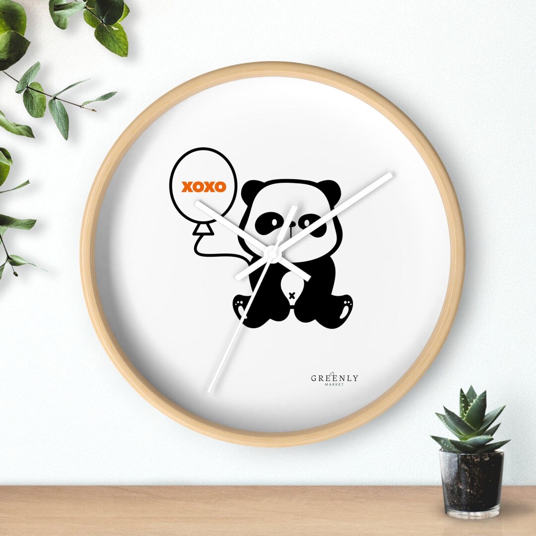 XOXO Panda Wall Clock – Cute Minimalist Animal for Home, Office Décor ...