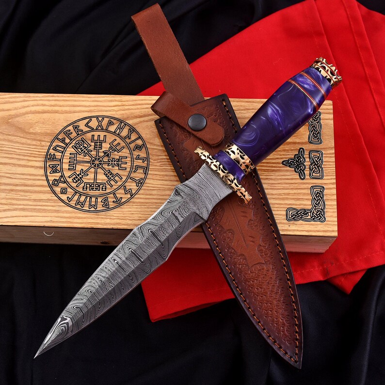 Handmade Damascus Steel Athame Dagger – Custom Hunting Knife Gift for ...