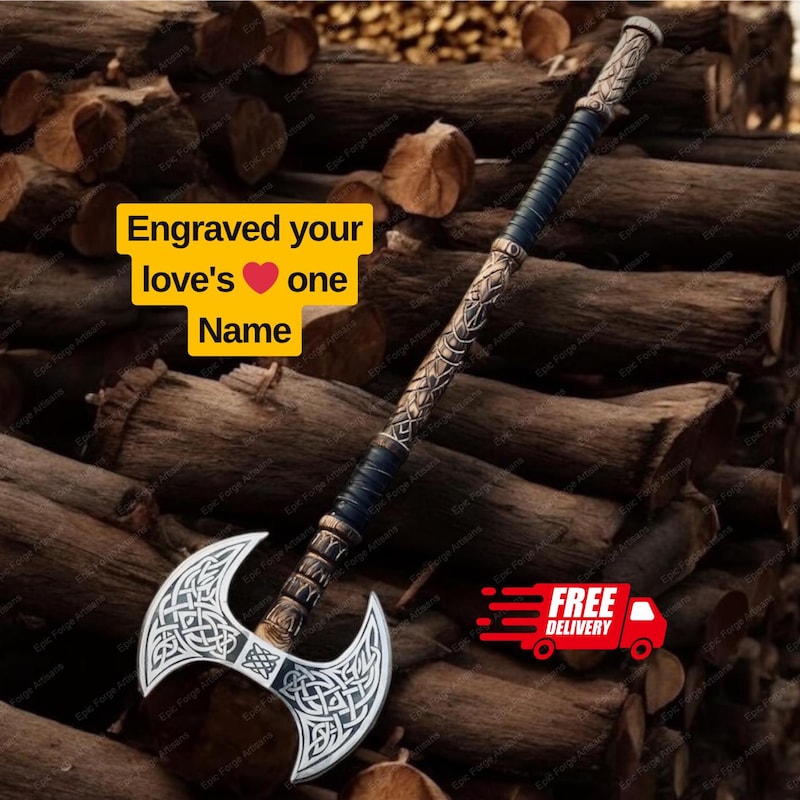 Engraved Double Axe - Etsy