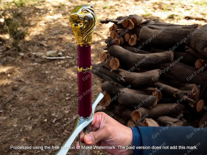 Handmade Gold Fantasy Sword Replica – Decorative Cosplay Prop With ...