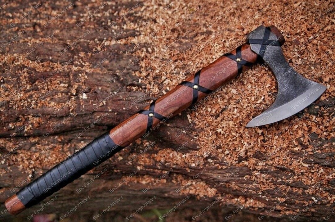 Ragnar Viking Axe | Hand Forged Bearded Tomahawk Hatchet | Viking Axe for Axe Throwing, Camping ...