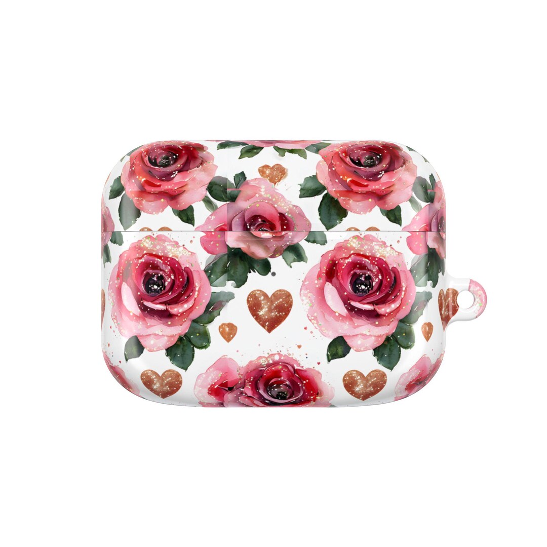 Floral AirPod Case, Cute Rose Pattern Earbud Holder, Gifts for Her ...