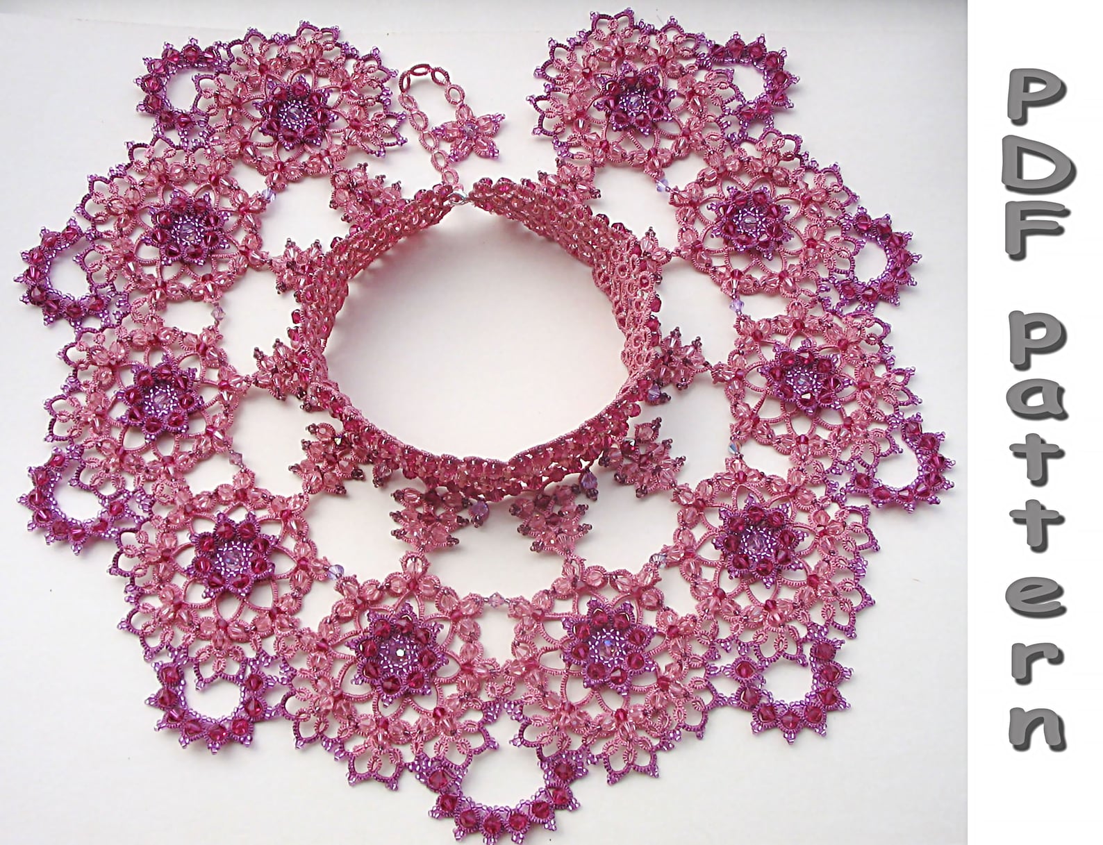 PDF Shuttle Tatting Pattern Tatted Jewelry Big Beaded Lace Collar With ...