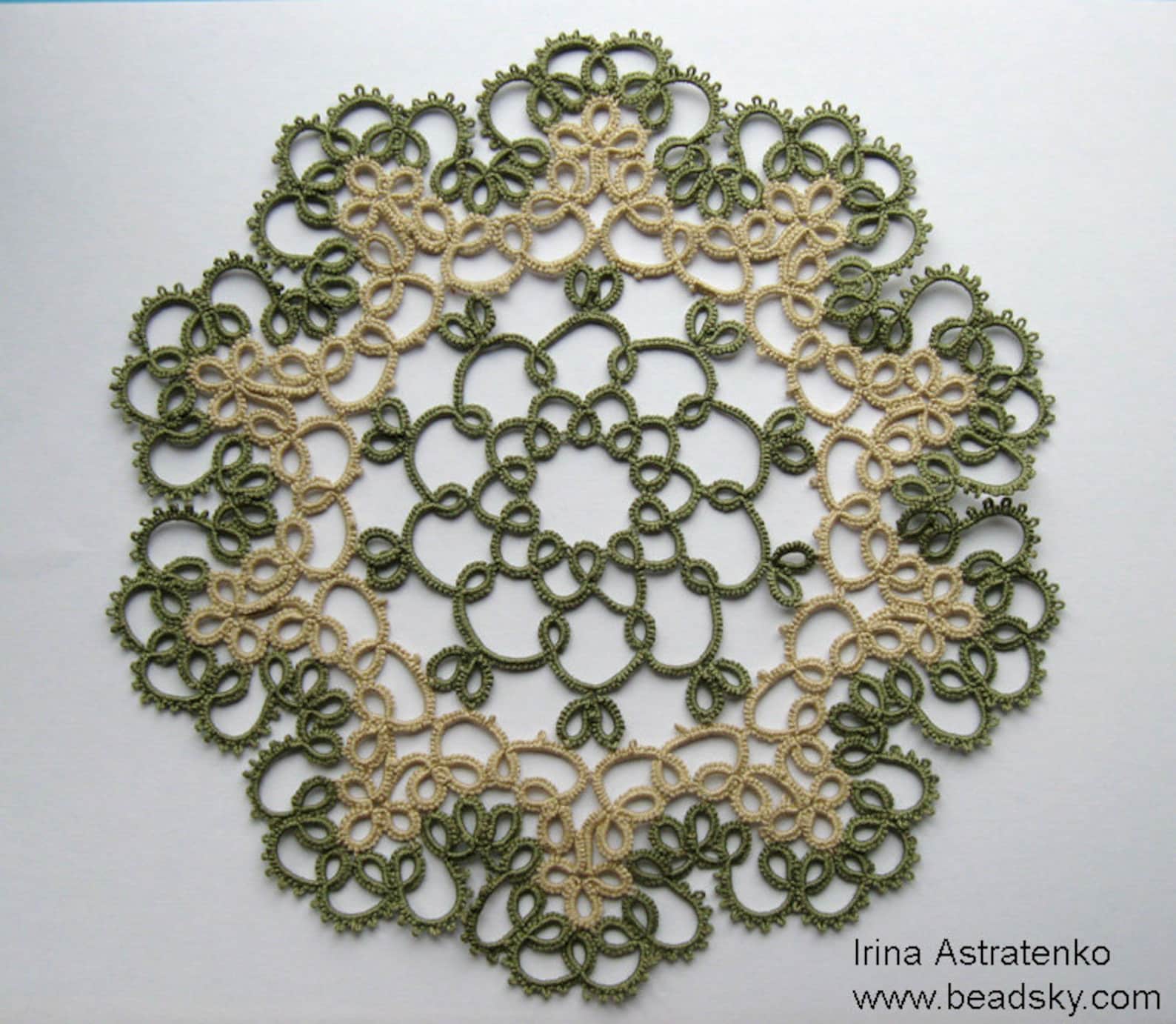 DIY Tatting PATTERN PDF Green Cotton Tatted Doliy Rug Circle Lacy ...