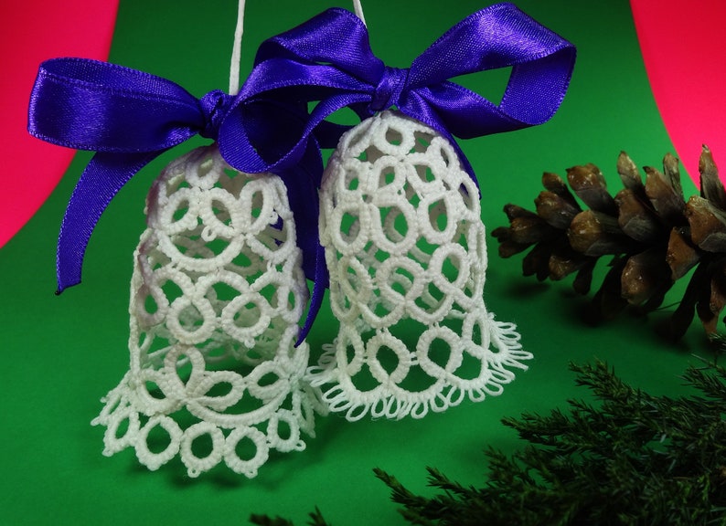 3D Bell PDF Tatting Pattern TWO Tatted Bells Christmas Tree Decoration ...