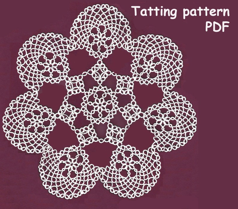 DIY Tatting PATTERN PDF White Cotton Tatted Doily Rug Circle Lacy ...