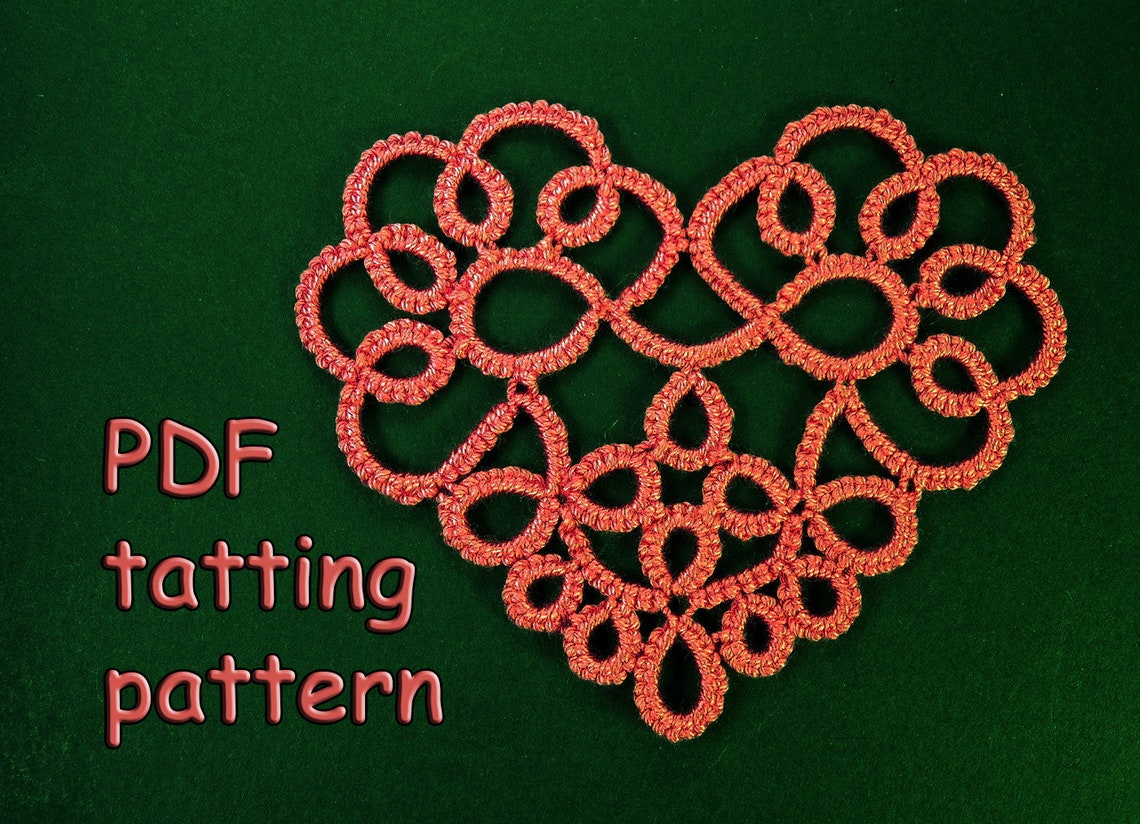 Easy Digital PDF Tatting Pattern of Valentines Day Heart Card Decor ...