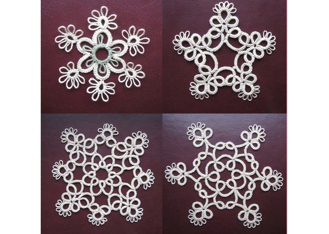 Snowflake Tatting pattern PDF file 4 Tatted Snowflakes | Etsy