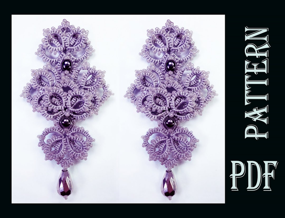 PDF Tatting Pattern Dangle Long Tatting Lace Earrings Evening Beaded ...