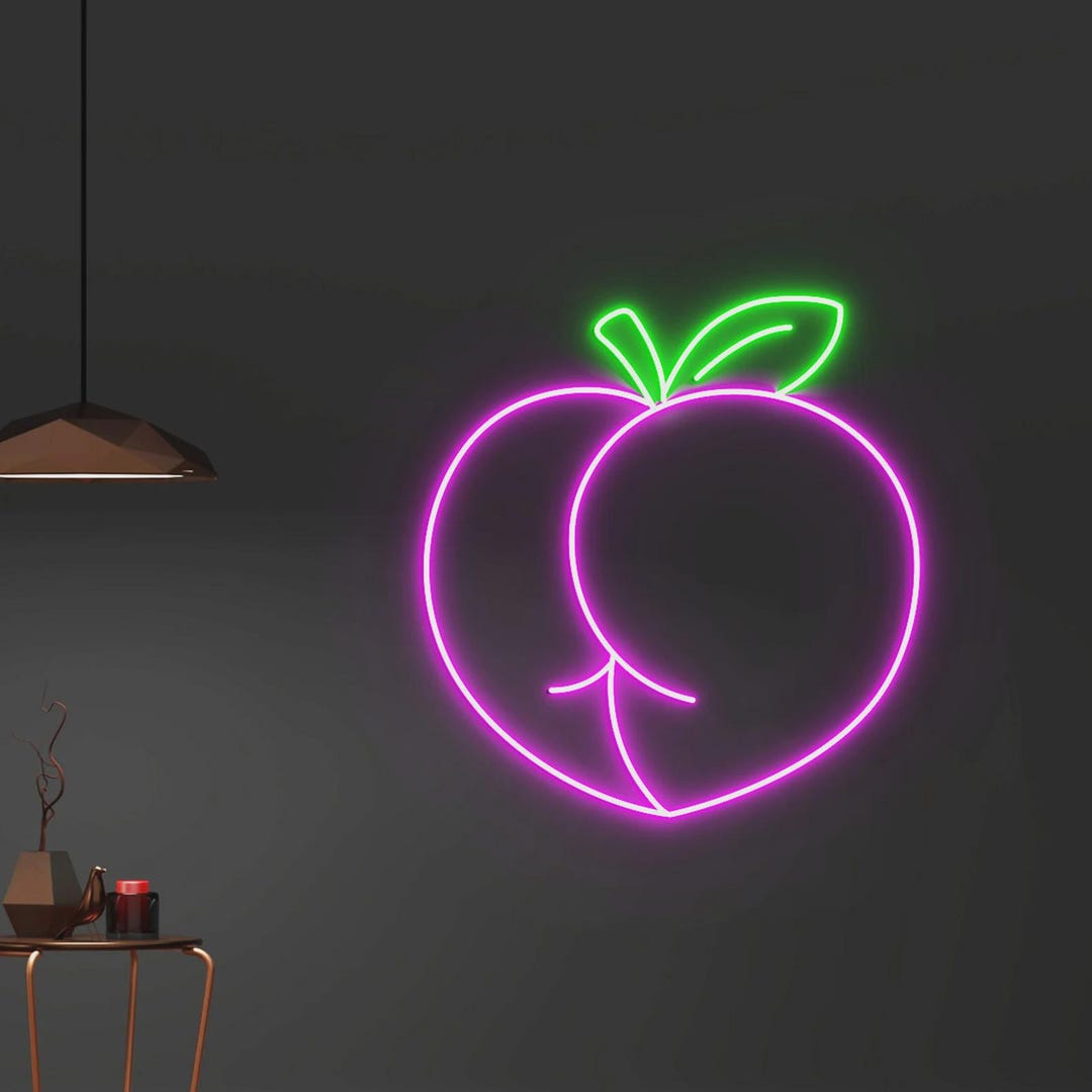 Peach Butt Neon Sign, Peach Bum Neon Sign, Led Neon Sign, Fruit Led ...