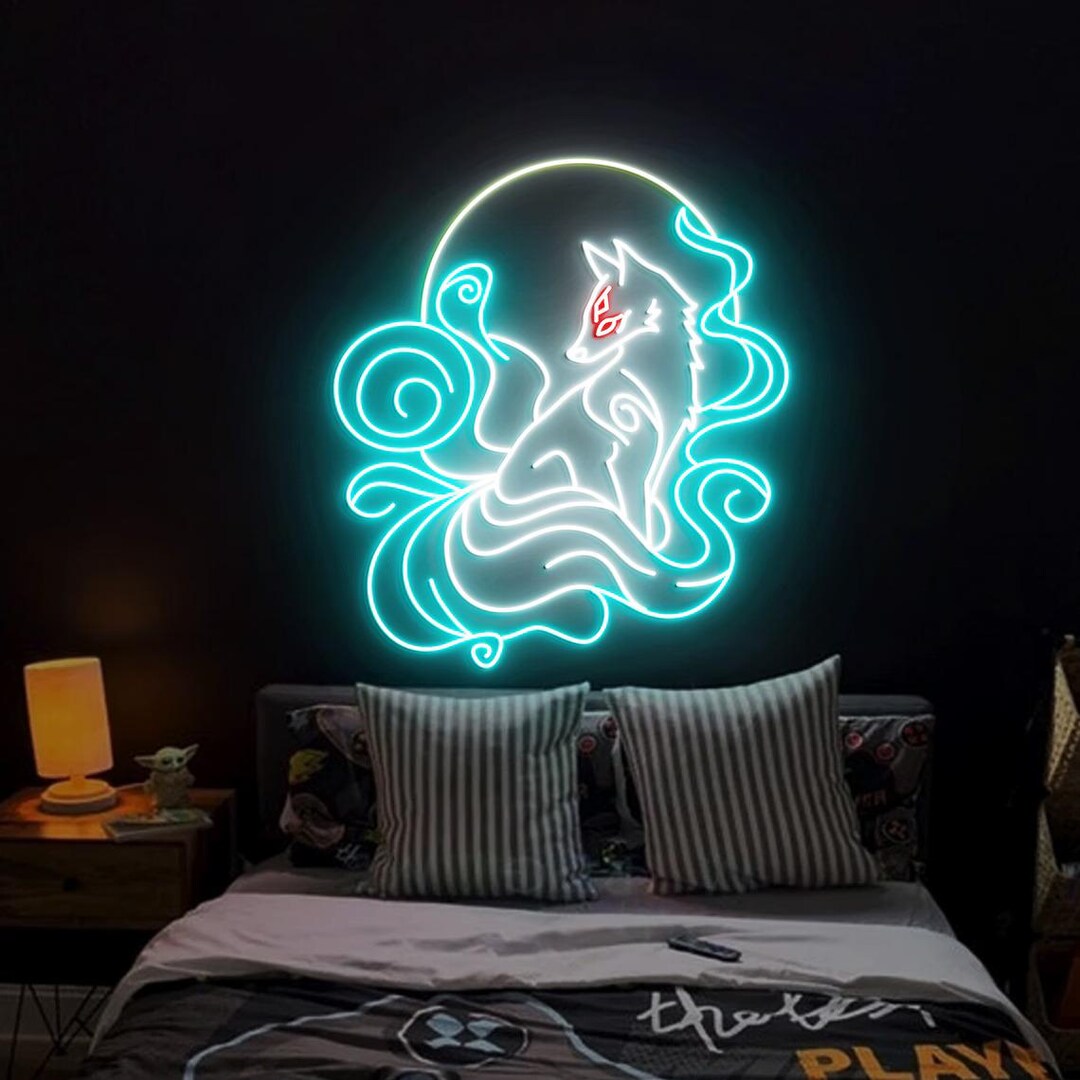 Nine Tailed Fox Neon Sign | Fox Art Light Decor | Custom Anime Neon ...